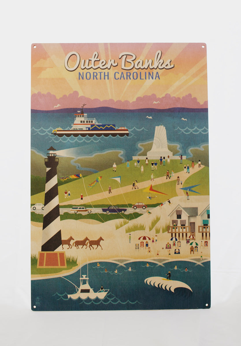 Outer Banks Scene Wooden Sign – Hatteras Island Boardsports